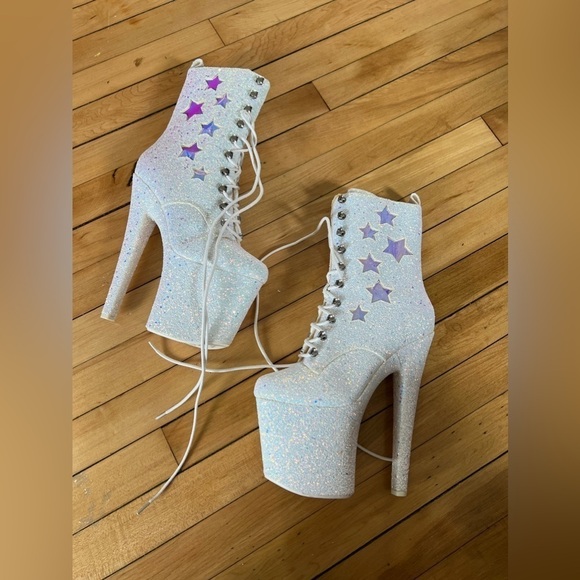 xtra | Shoes | Xtra Platforms Mya Star White Glitter | Poshmark